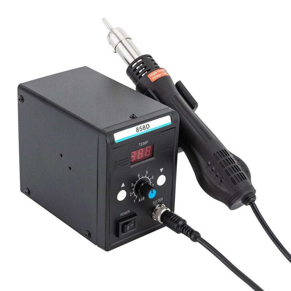 858D Hot Air Gun SMD Electric Rework Soldering Station Desoldering Tool ...