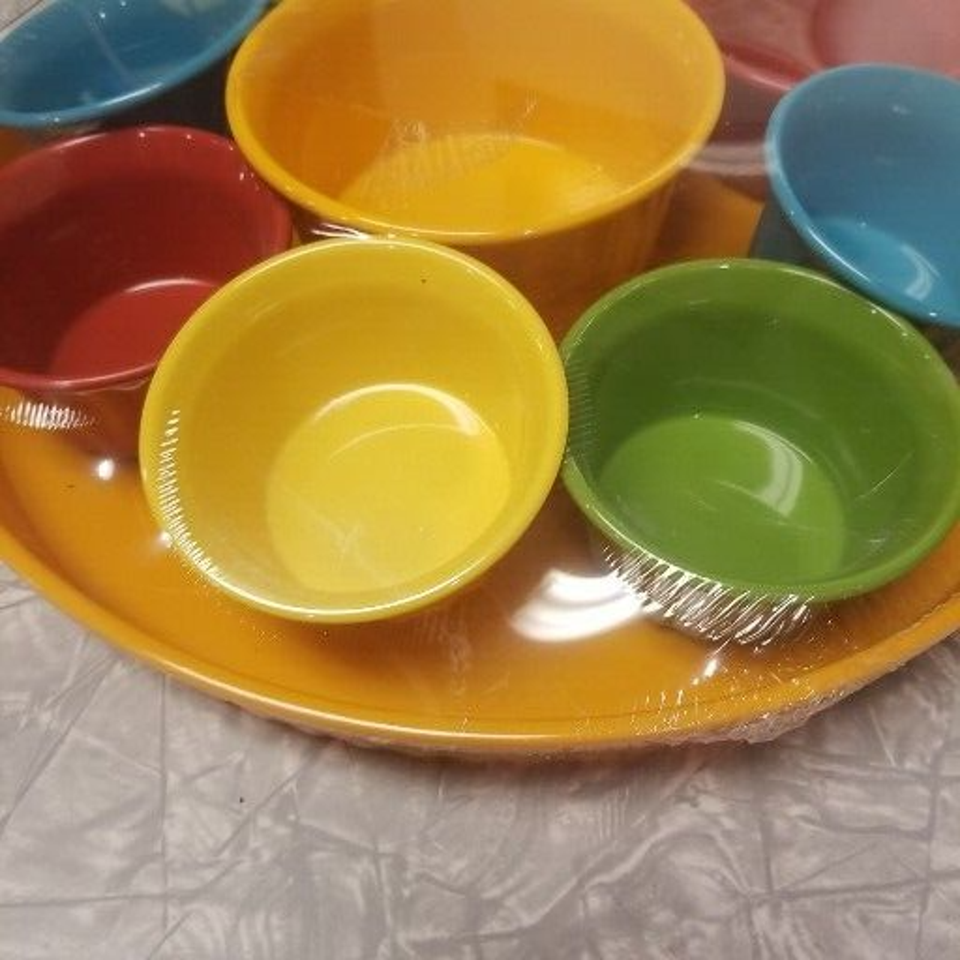 Parini 4 pc Fiesta Mexican Food Plate Set and 9 Bowl Condiment Tray ...