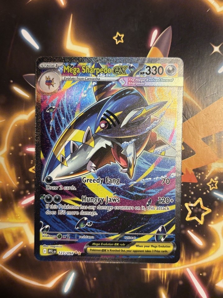 MINT 🔥 Mega Sharpedo ex 127/094 SIR Phantasmal Flames Special ...