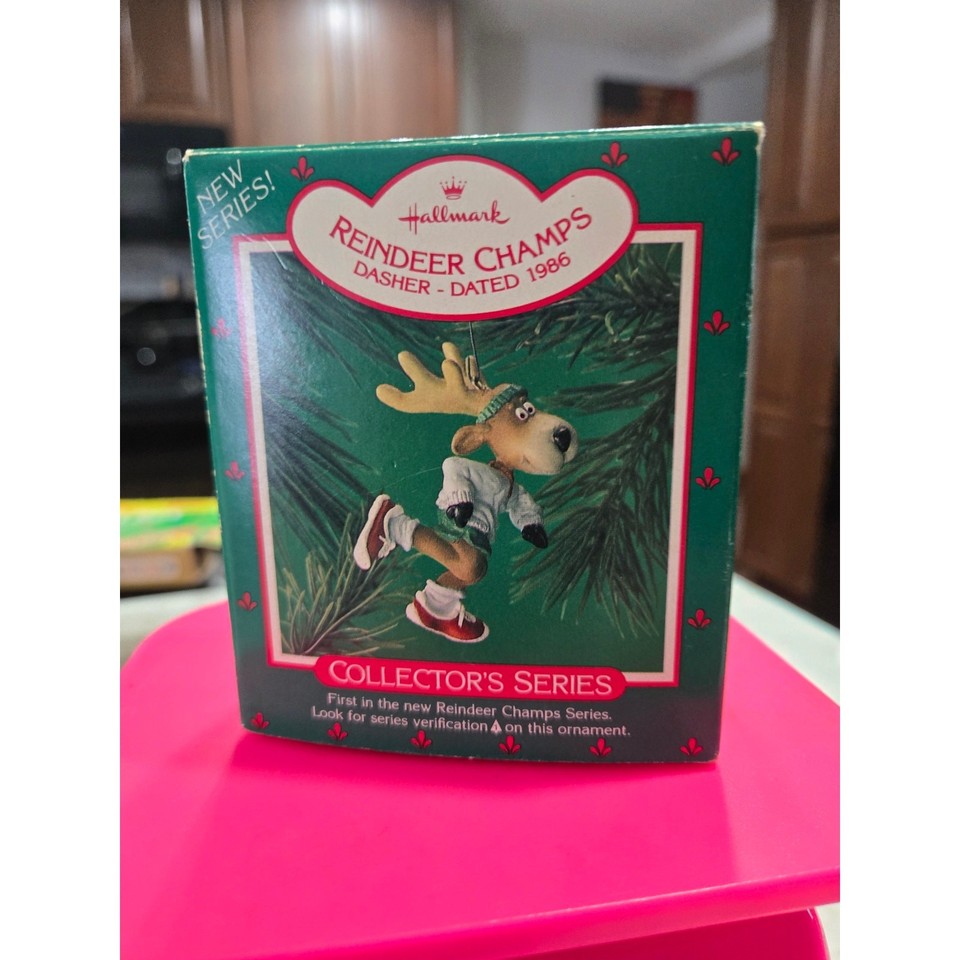 Vintage Hallmark Reindeer Champs Ornament Dasher 1986 First in Series ...