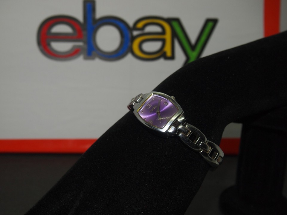 Timex Silver Tone Lavender Face Dial Ladies Dainty Quartz Watch New ...
