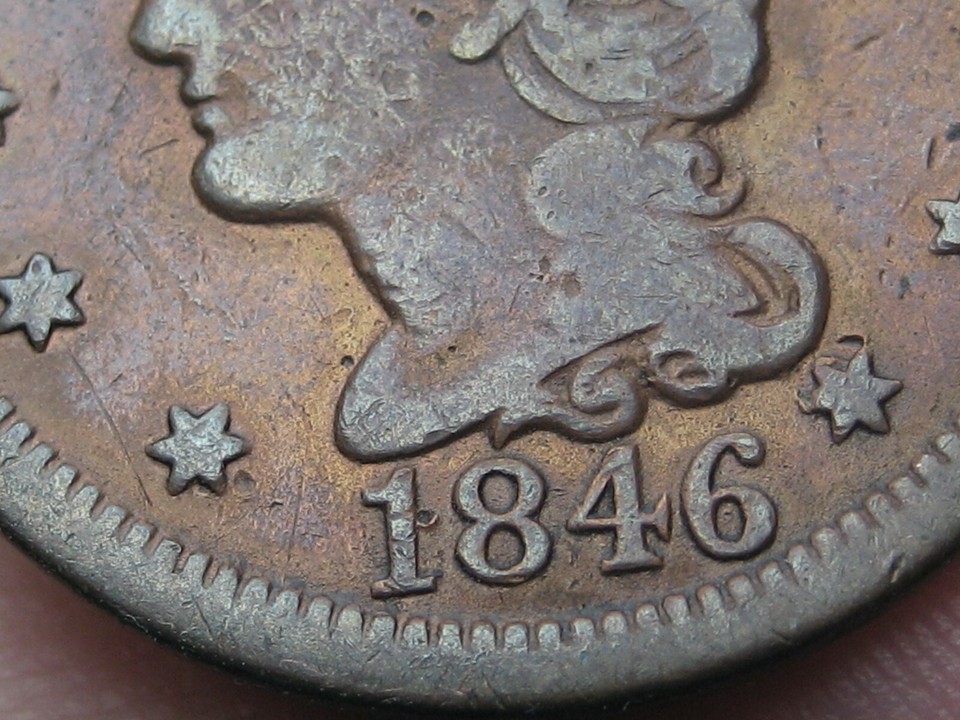 1846 Braided Hair Large Cent, Tall Date, Fine Details | eBay
