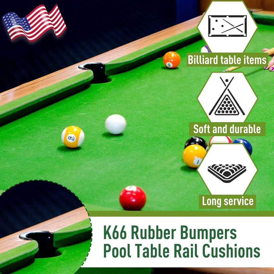 Rubber Bumpers Pool Table Cushion Accessories Rail Billiard 8 Ft 6 Pack ...