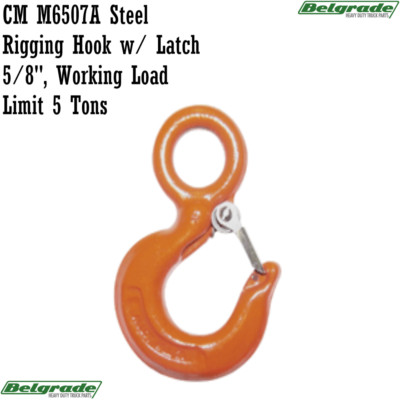 CM M6507A Steel Rigging Hook w/ Latch 5/8", Working Load Limit 5 Tons ...