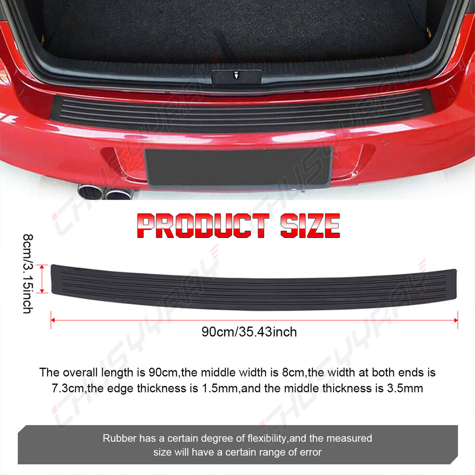 Rear Bumper Guard Rubber Protector Trim Cover Scuff Car Trunk ...
