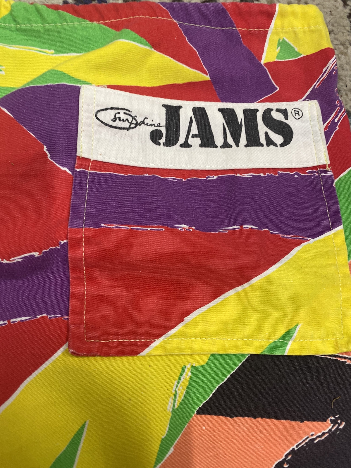 Vtg 80s 1980s Authentic Geometric Print Jamz Bright F… - Gem