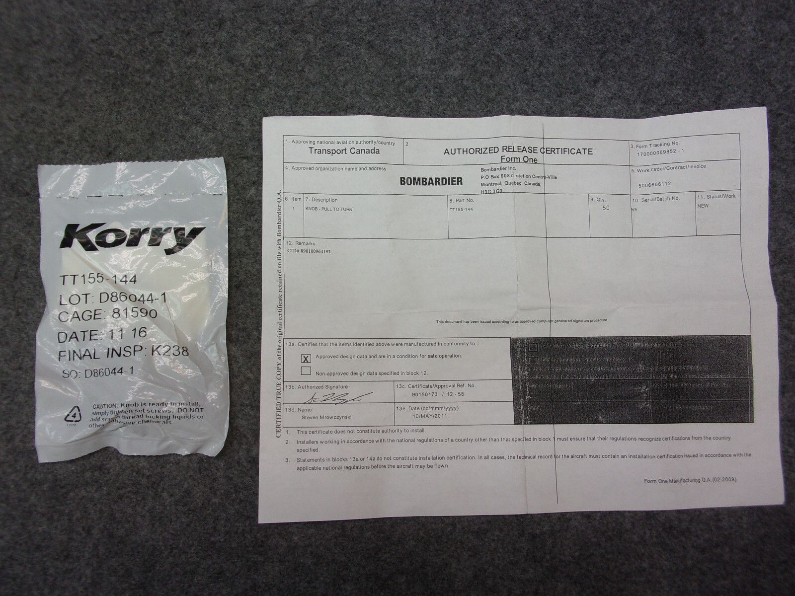 Bombardier Korry Pull To Turn Knob P/N TT155-144 (New W/TC Form 1) | eBay