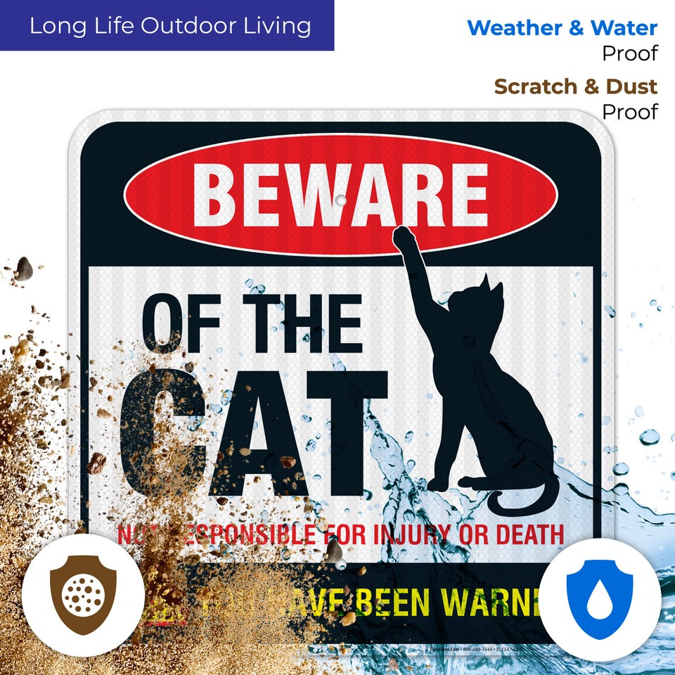 Beware of Cat Sign, Funny Attack Cat Sign, | eBay