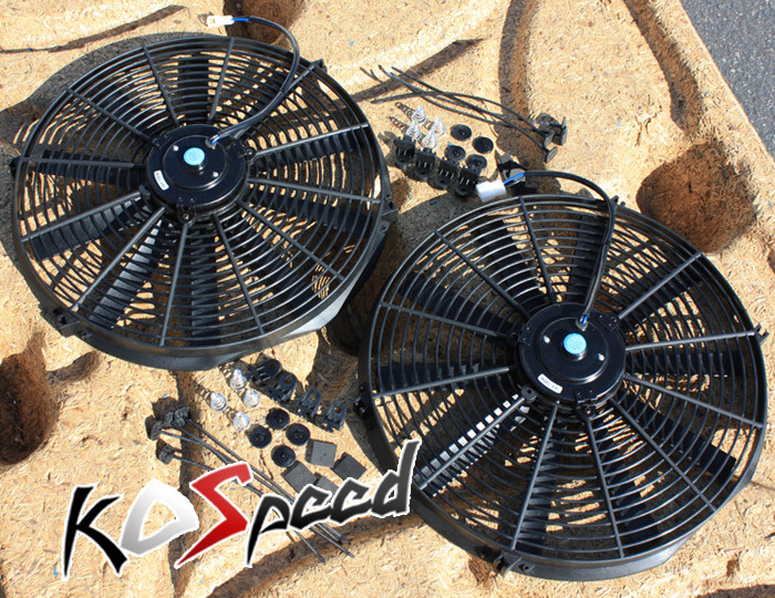 2X UNIVERSAL BLACK 14" ELECTRIC RADIATOR/ENGINE COOLING FAN+MOUNTING ...