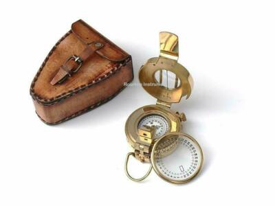 Solid Brass Prismatic Compass with Leather Case/ Compass with L/case | eBay