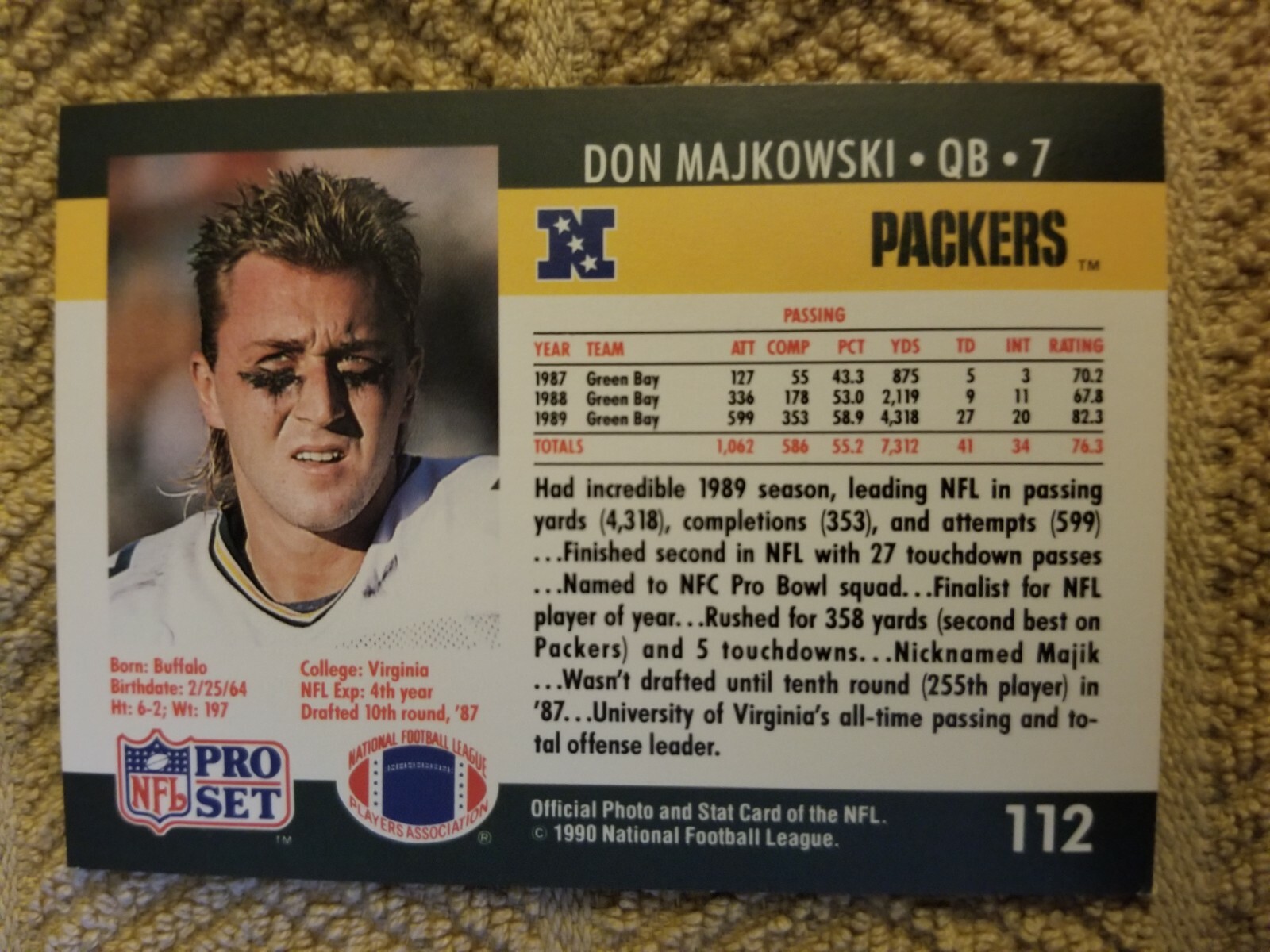 Don Majkowski Green Bay Packers Quarterback Pro Set 1990 | eBay