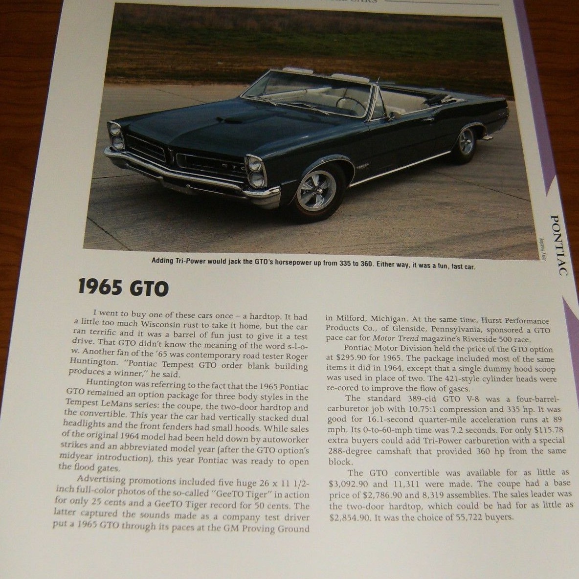 Especificaciones Del Gto 1965 1965 Pontiac GTO