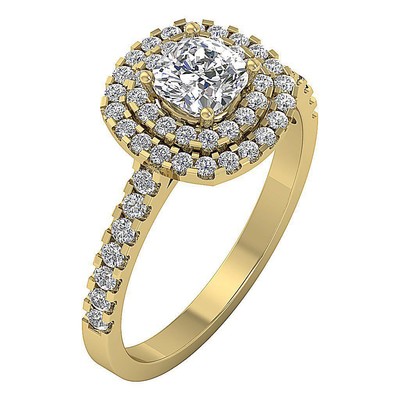 Solitaire Halo Engagement Ring I1 G 1.75 Ct Cushion Round Diamond 14K ...