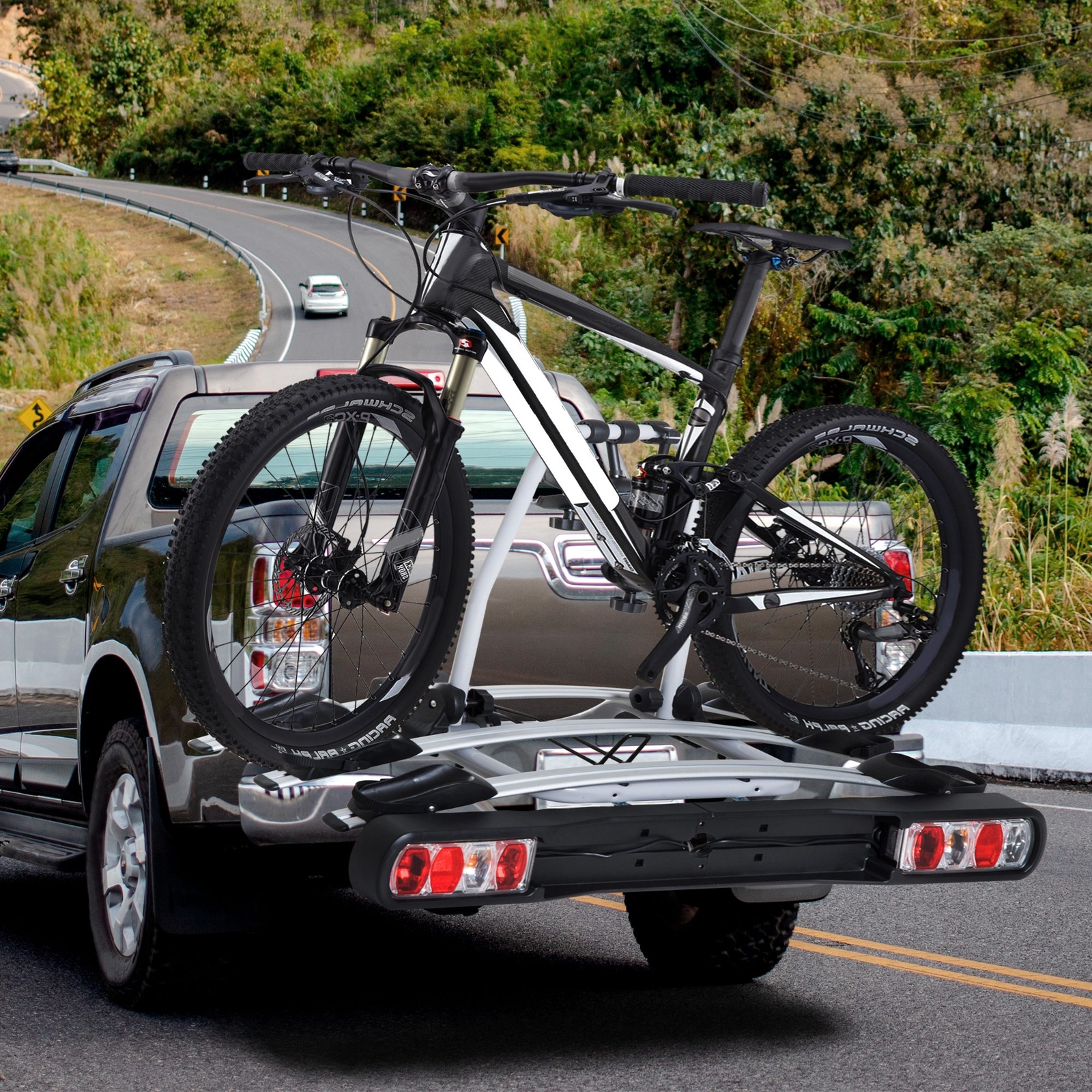 HOMCOM Bicycle Carrier Rear-mounted Bike Rack Rear Tow Bar Carrier ...