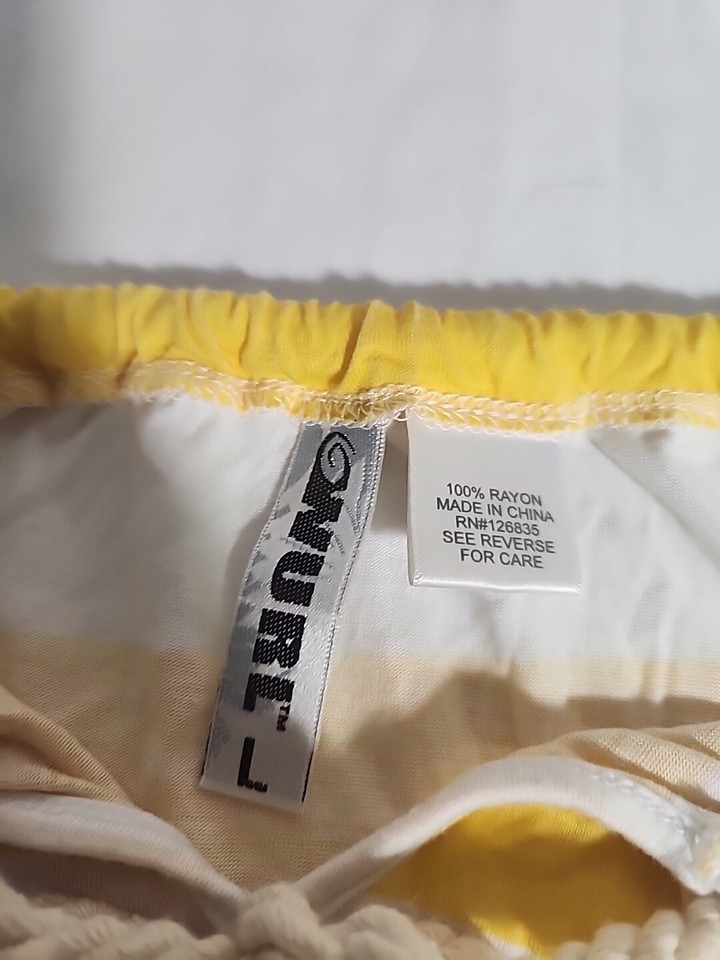 Wurl Yellow White Stripe Spaghetti Strap Flowy Top Sz L | eBay