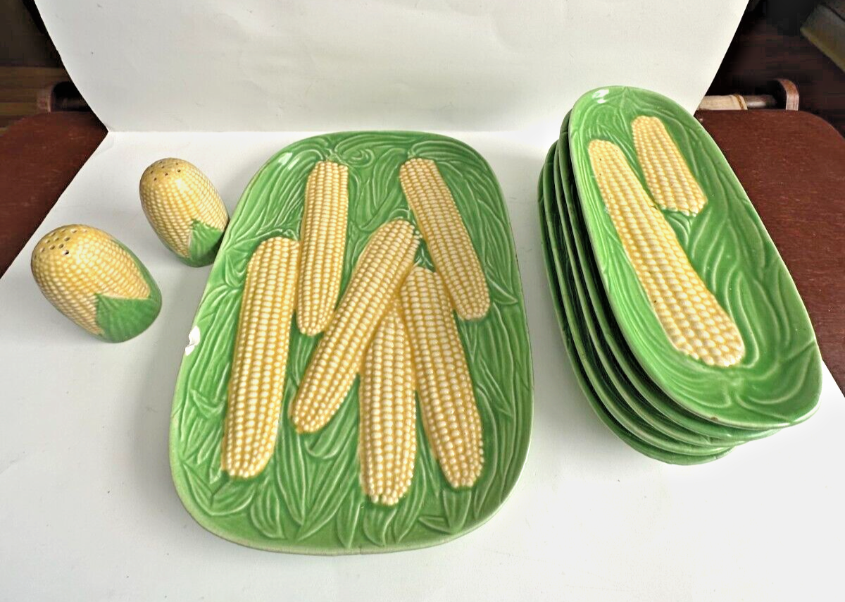 Vintage Morikin Ware Japan Corn On The Cob Platter w/ 5 Plates and S/P ...
