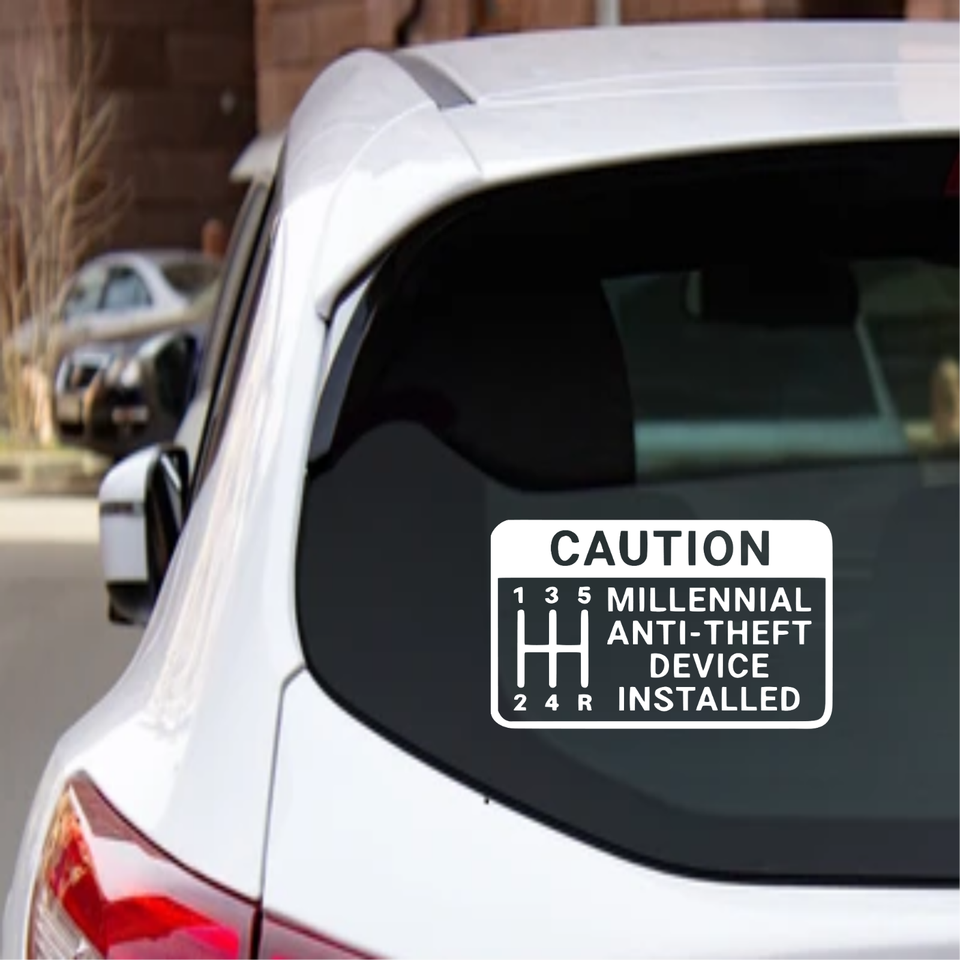 Millennial Anti-Theft Device Decal Stickers Funny Manual Shift Stick ...
