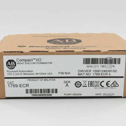NEW Factory Sealed AB 1769-ECR/A Compact I/O Right End Cap/TERMINATOR ...