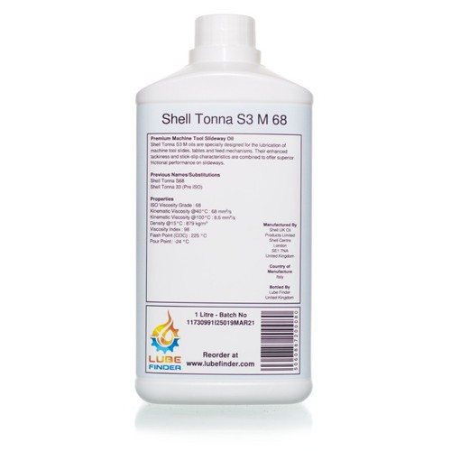 1L Shell Tonna S3 M 68 (Tonna 33) ISO VG 68 Slideway Oil 761856613157 ...