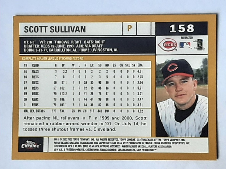 2002 Topps Chrome Baseball Scott Sullivan Gold Refractor | eBay