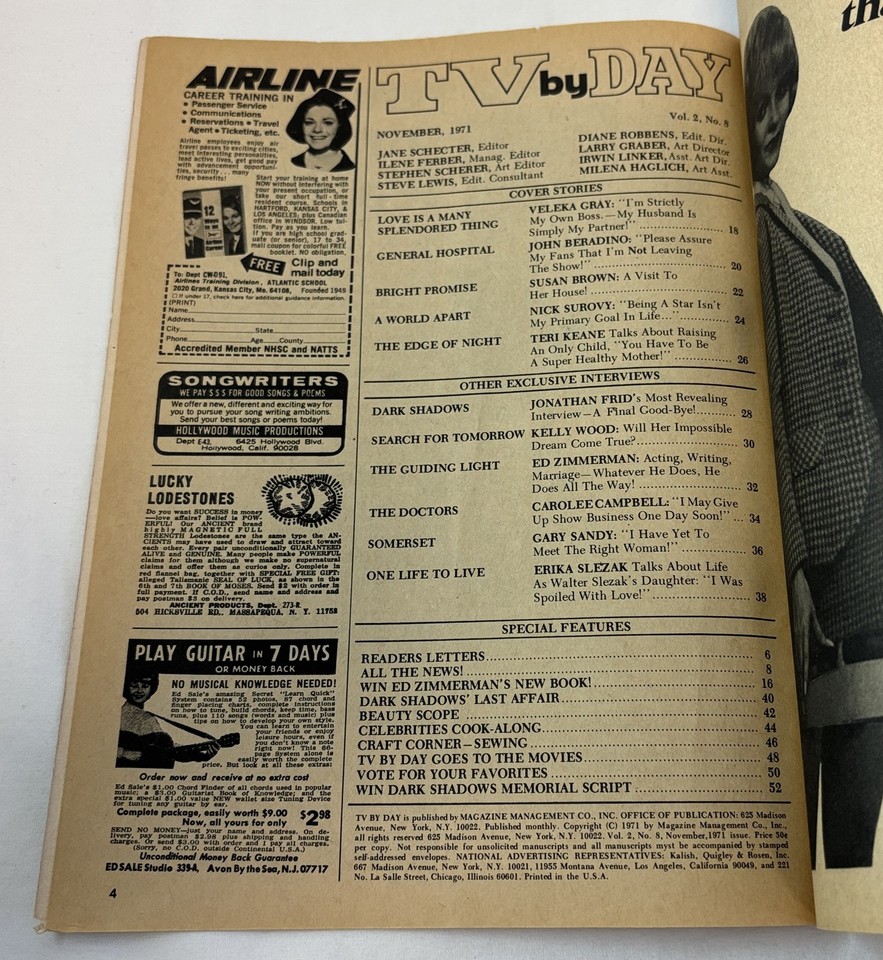 November 1971 TV BY DAY~ Dark Shadows, Veleka Gray, Kelly Wood, Gary ...