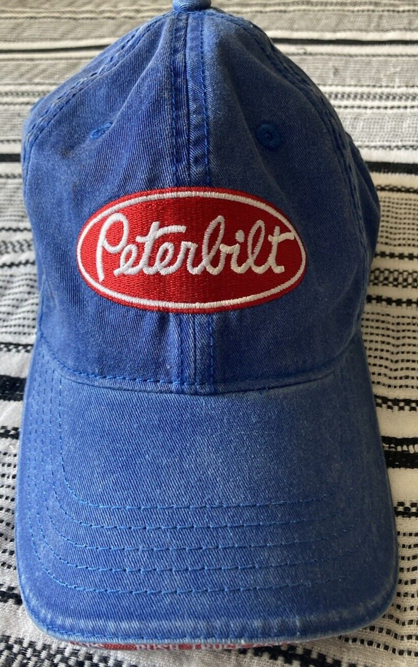 Peterbilt Trucks Red Sewn Patch Denim Hat Trucker Cap - Gem