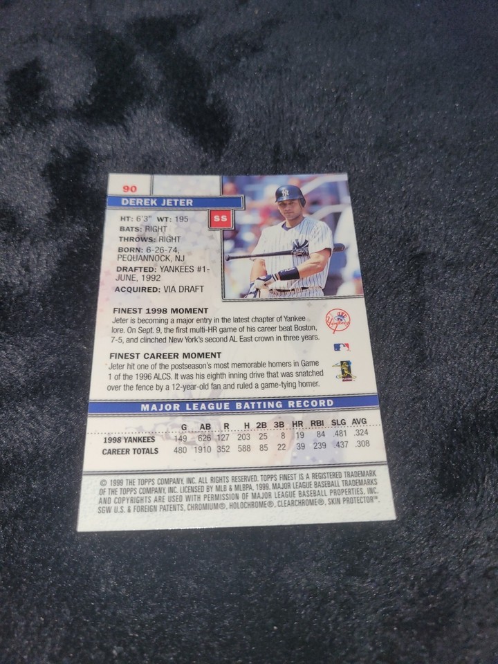 1999 Topps Finest Baseball 90 Derek Jeter - New York Yankees | eBay