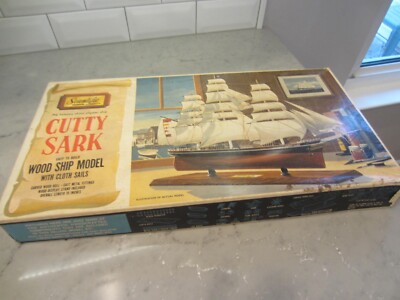 NEW 1969 Vtg Scientific CUTTY SARK Wood Clipper Ship Model Kit Cloth ...