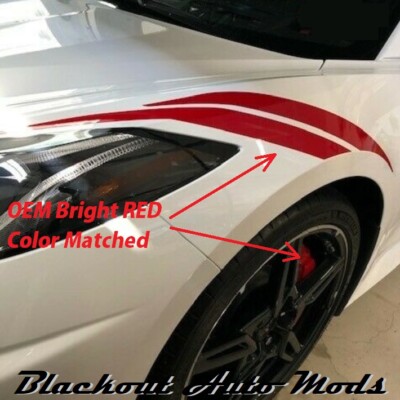 Bright Red Fender Stripes Hash Marks For 2020-2025 C8 Corvette Vinyl ...