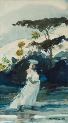 Winslow Homer - Beach Walker in the Bahamas - Original Watercolor on ...