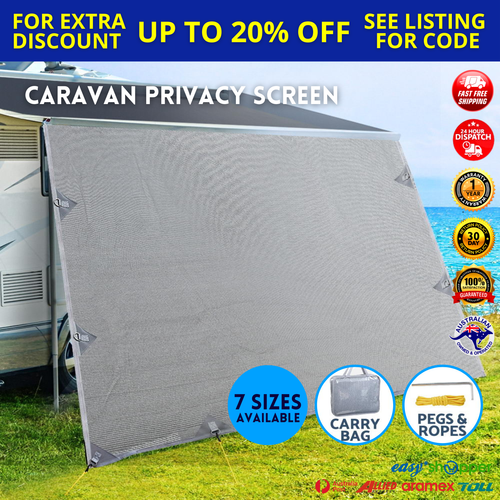 Caravan Privacy Screens 1.95m Roll Out Awning End Wall Side Sun Shade 7 ...