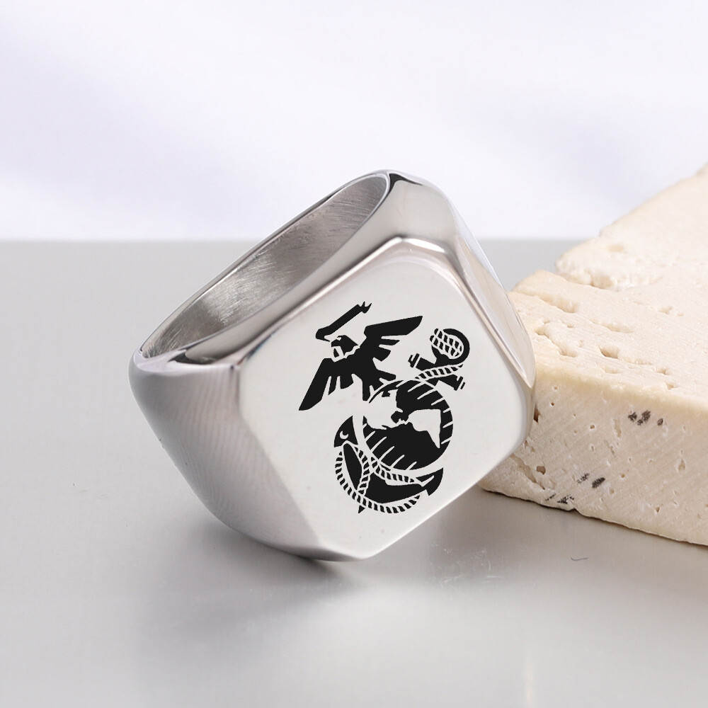 Vintage Eagle Marine Army Corps Ring Stainless Steel US Army Biker ...