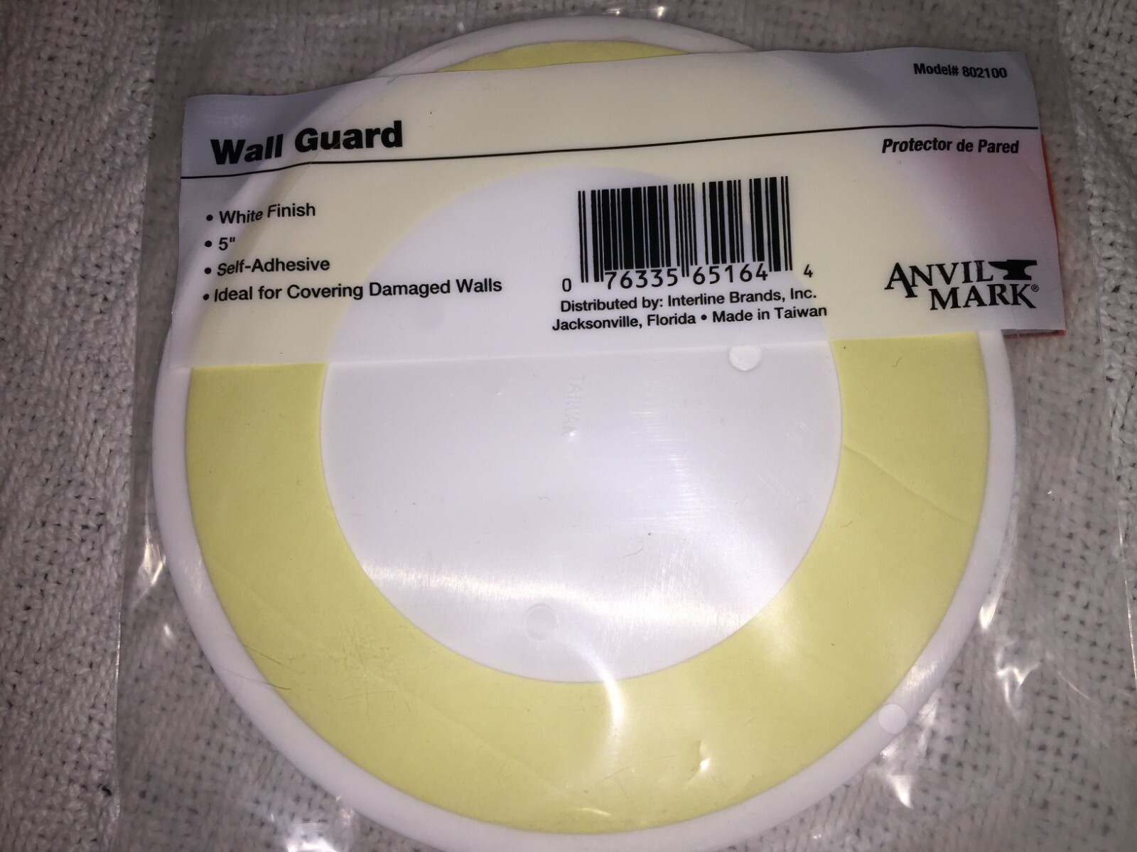 Anvil Mark Wall Guard Round White Finish 5" Diameter Self-Adhesive ...