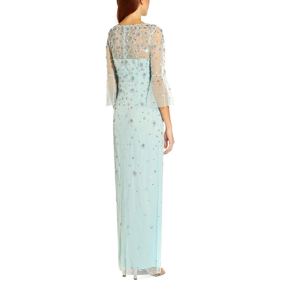Adrianna Papell Womens Blue Floral Evening Dress Gown Petites 12P BHFO ...