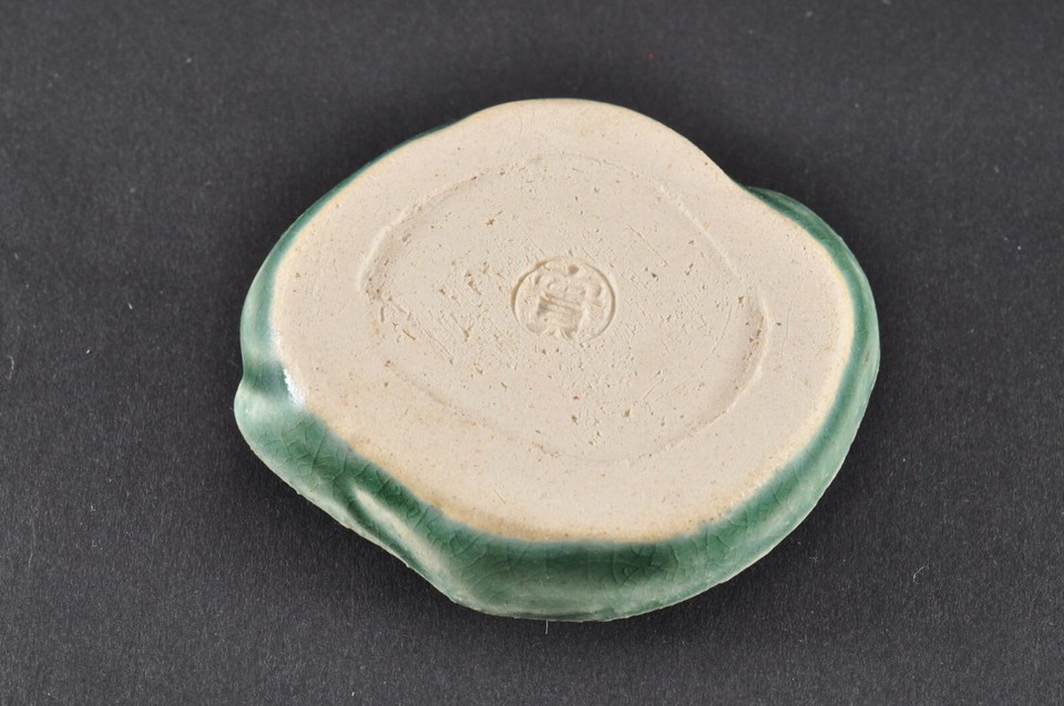 Japanese Incense Container Green Pottery Dragon Design MINORU-NISHIKAWA ...