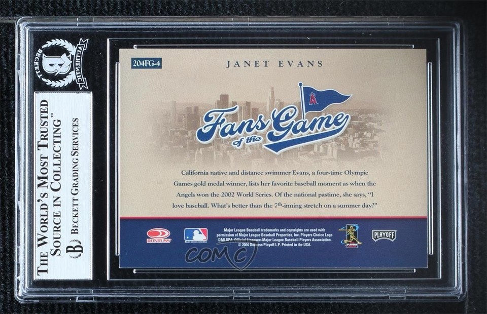 BAS 2004 Donruss Elite Fans of the Game Janet Evans #204FG-4 BGS ...