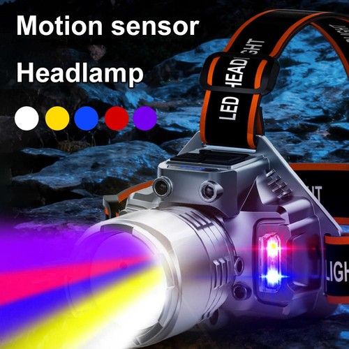 Powerful LED Headlamp Motion Sensor Headlight Rechargeable COB Head ...