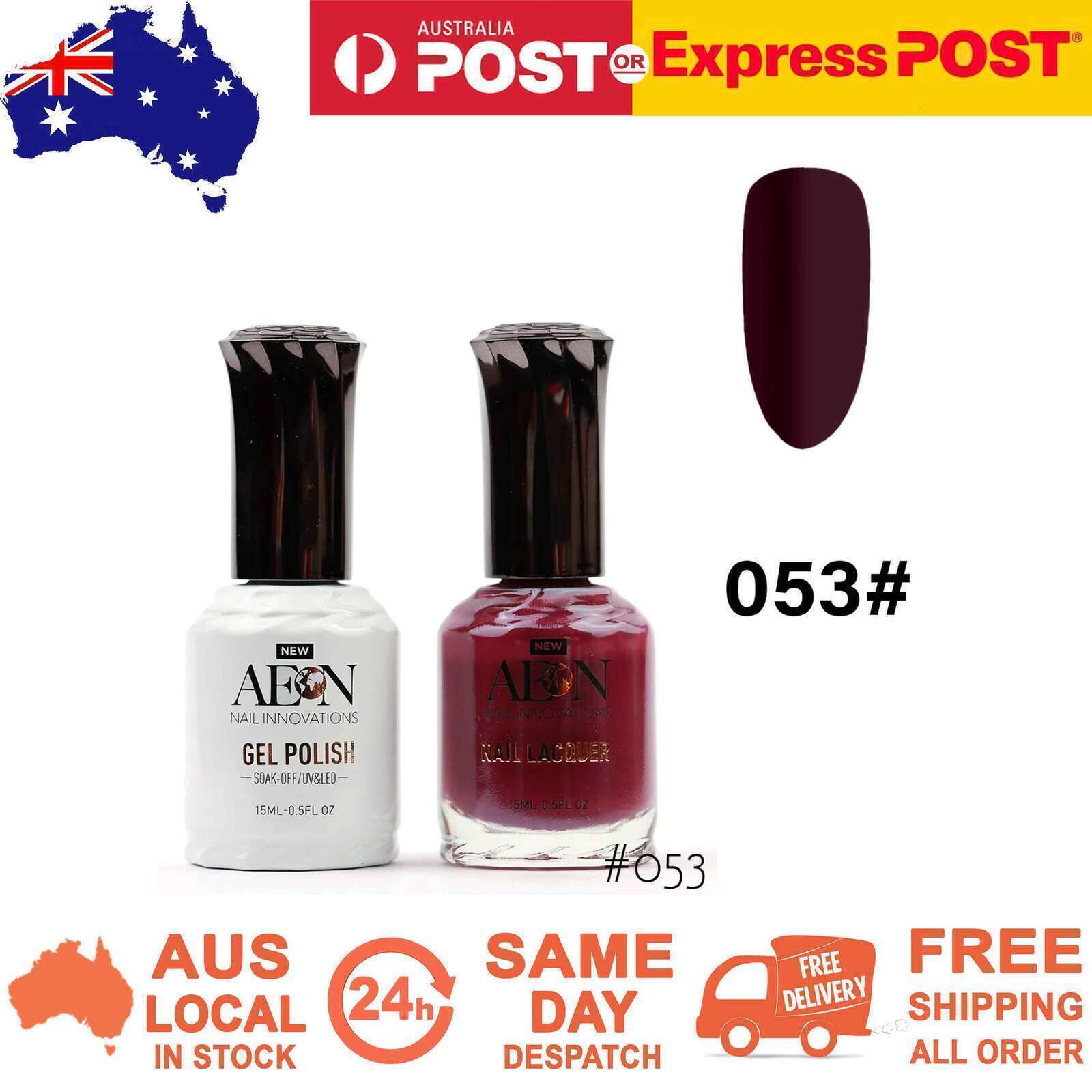 AEON Duo Set UV LED Soak Off Gel + Matching Nail Polish Color 053 15ml ...
