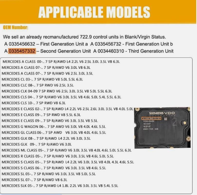 For Mercedes 722.9 TCM TCU Programmed Transmission Control Unit ...