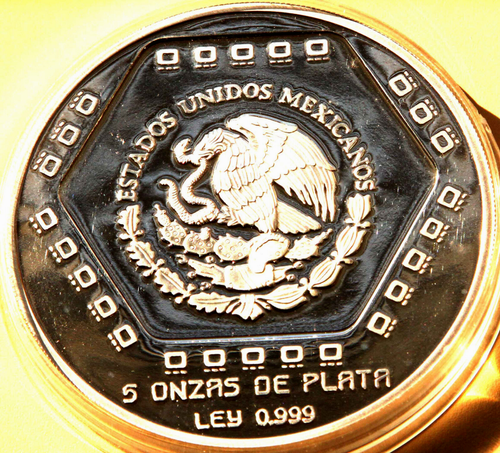 1994 Mexico $10,000 Pesos 5oz Proof PIRAMIDE CASTILLO .999 Silver 1000 ...