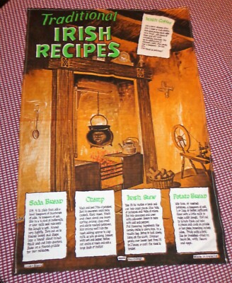 Vintage IRELAND Linen Blend Towel TRADITIONAL IRISH RECIPES St. Patrick ...