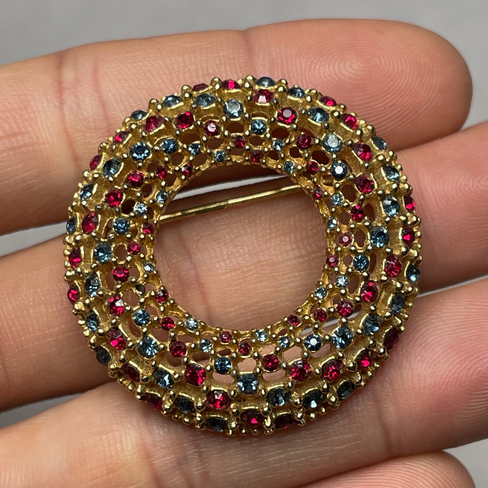 Fantastic Sapphire Blue Ruby Red Rhinestone Open Dome… - Gem