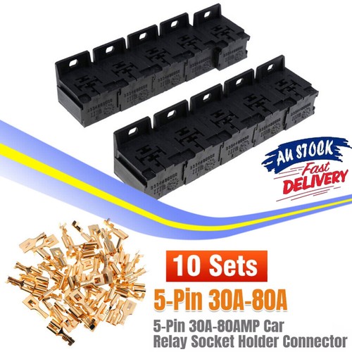 10PCS Car 40A 5 Pin Terminals Relay Socket Connector Bracket Terminal ...