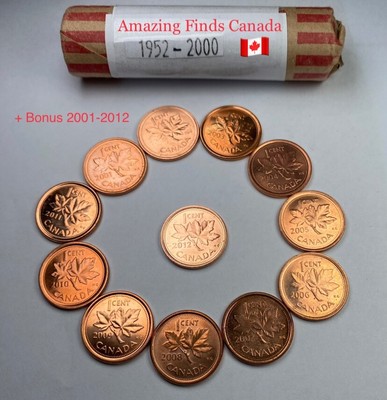 1952 - 2012 Canada 61 Penny 1 Cent Coin Collection Copper Zinc Steel ...