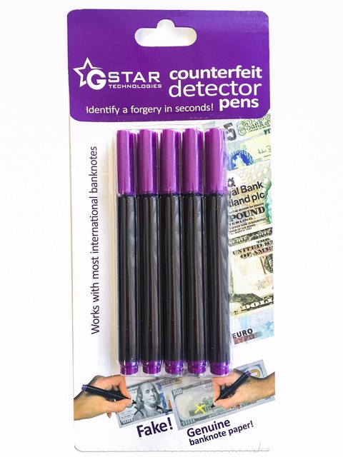 Fake Money Tester Counterfeit Detector 5 Ink Pen Marker Dollar Bill ...