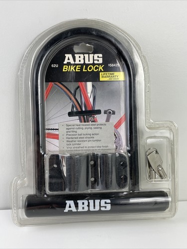 ABUS 62U Heavy Duty Bike Bicycle Lock Lifetime Warranty 8" x 4-1/4 ...