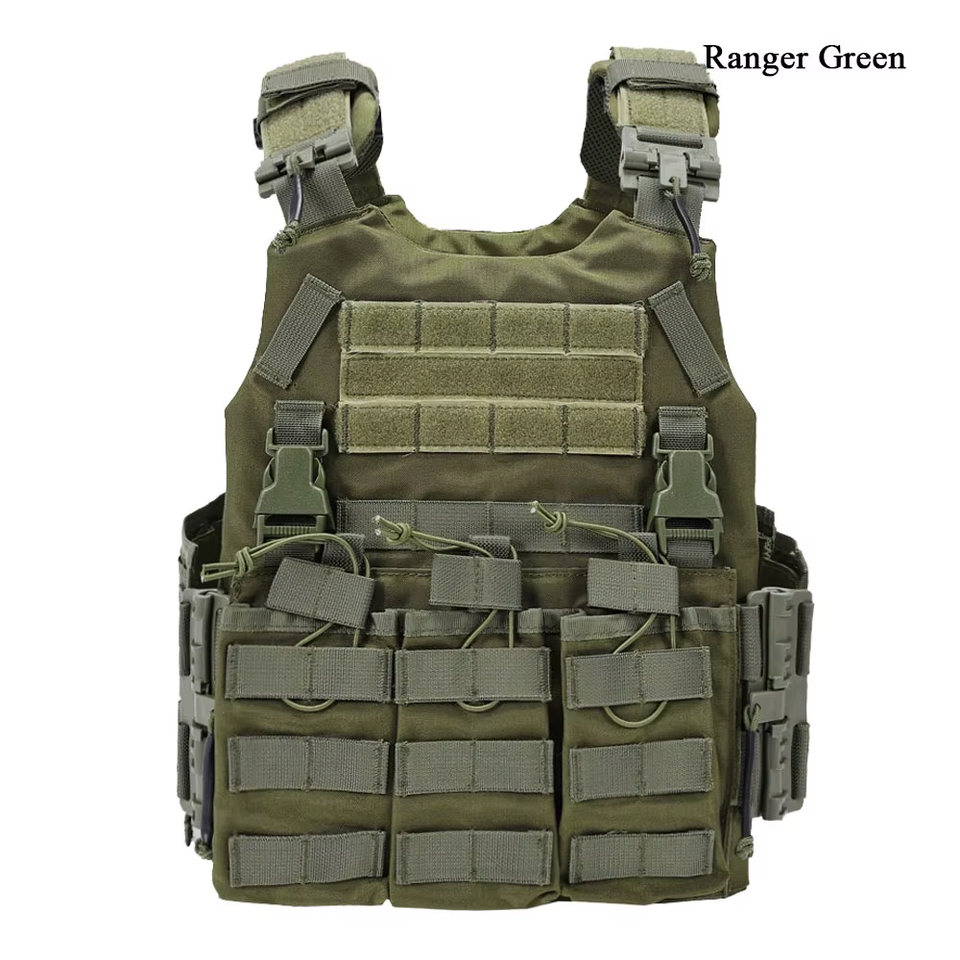 Tactical Nylon Vest with Quick Release Security Molle Multi-Camo Plate ...