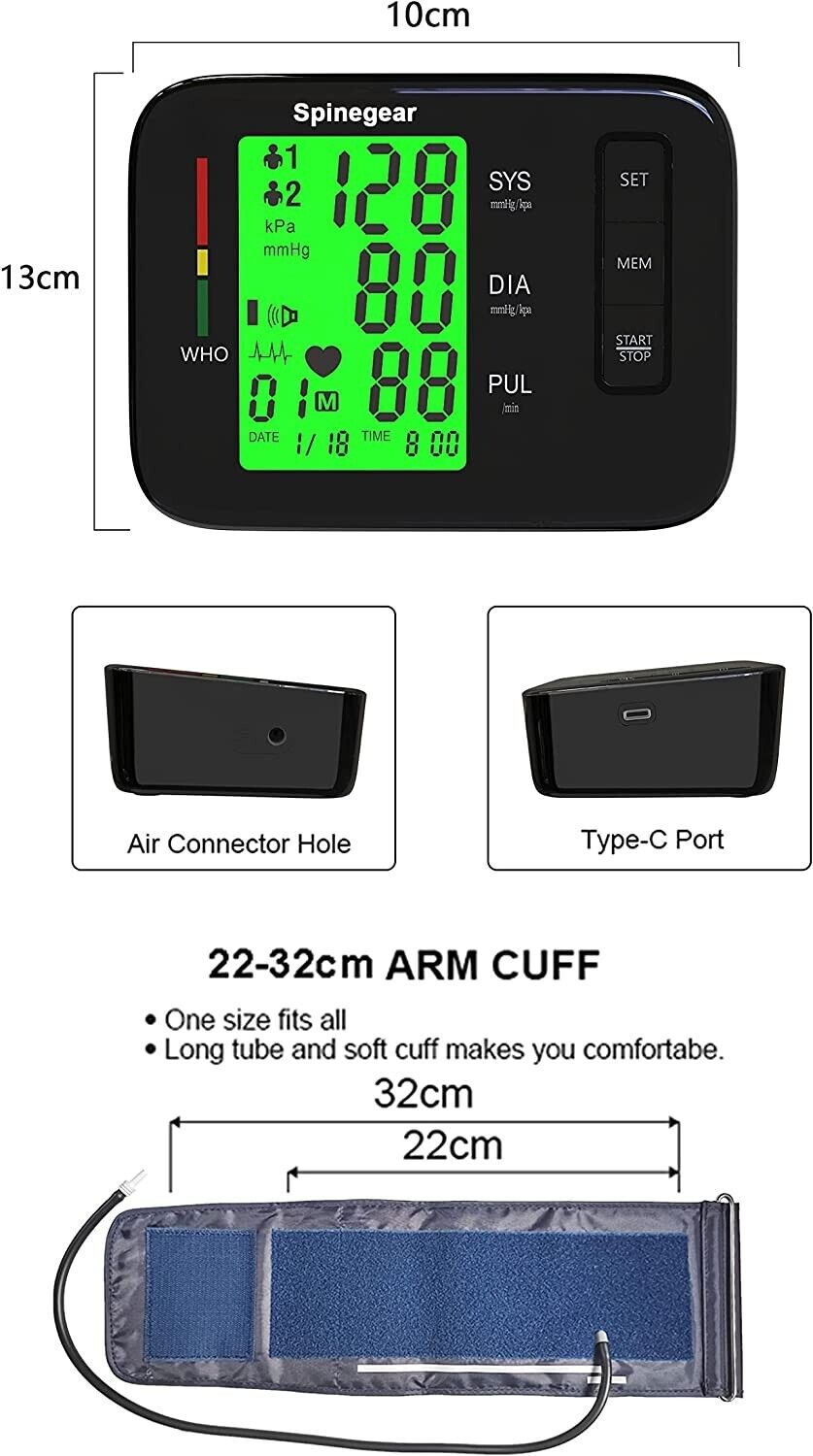 Rechargeable Blood Pressure Monitor for home use UK NHS Arm Cuff Auto ...