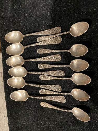 Repousse sterling silver flatware 6 teaspoons 6 cofee spoons | eBay