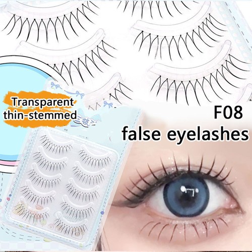 Lash Extension Natural Wispy Cross U Shape False Eyelashes Clear Stem ...